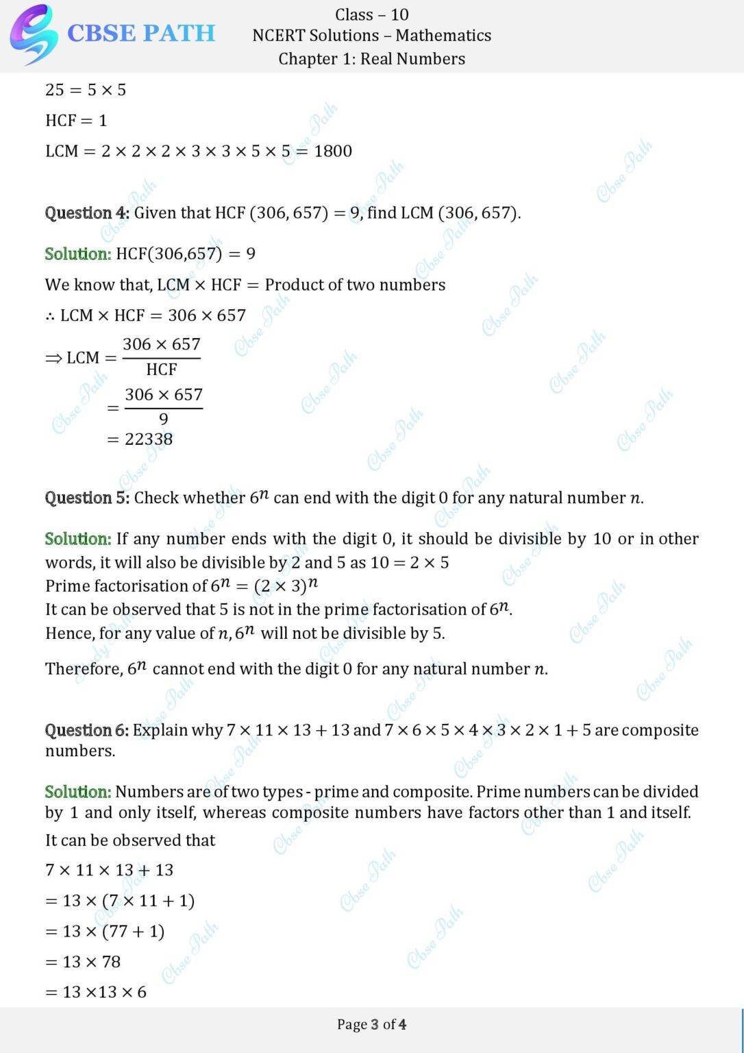 NCERT Solutions for Class 10 Maths Exercise 1.1 Real Numbers (2024-25) - CBSE Path