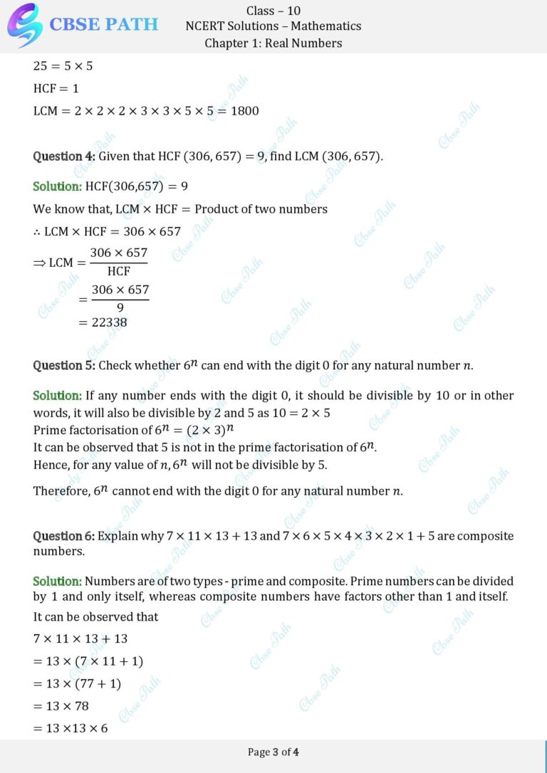 NCERT Solutions for Class 10 Maths Exercise 1.1 Real Numbers (2024-25) - CBSE Path