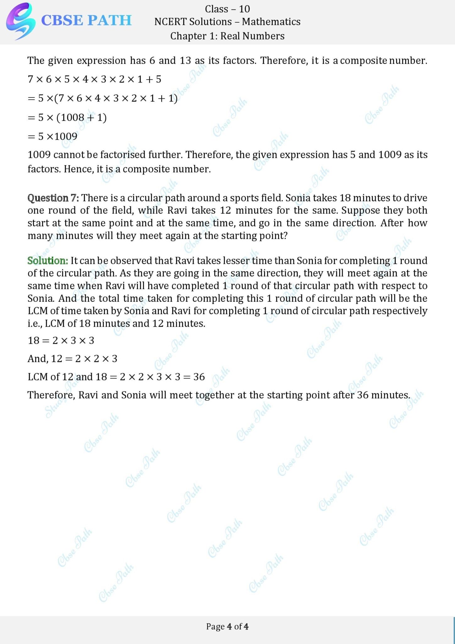 NCERT Solutions for Class 10 Maths Exercise 1.1 Real Numbers (2024-25) - CBSE Path
