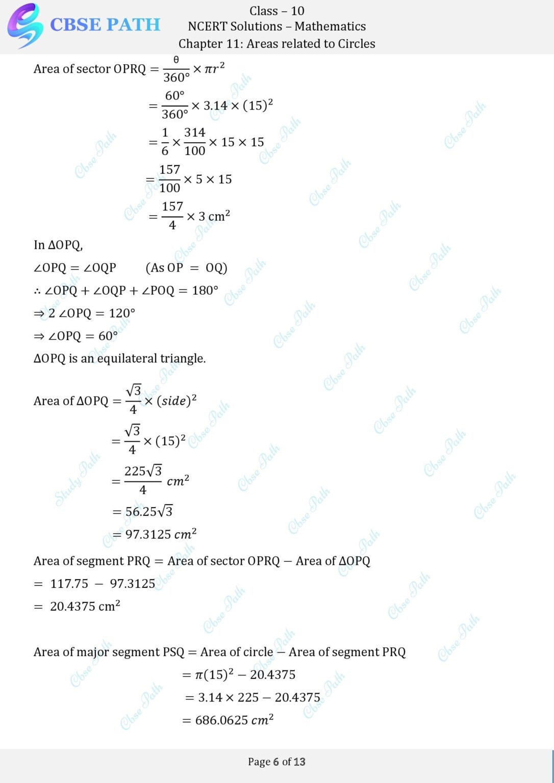 NCERT Solutions for Class 10 Maths Chapter 11 Areas related to Circles ...
