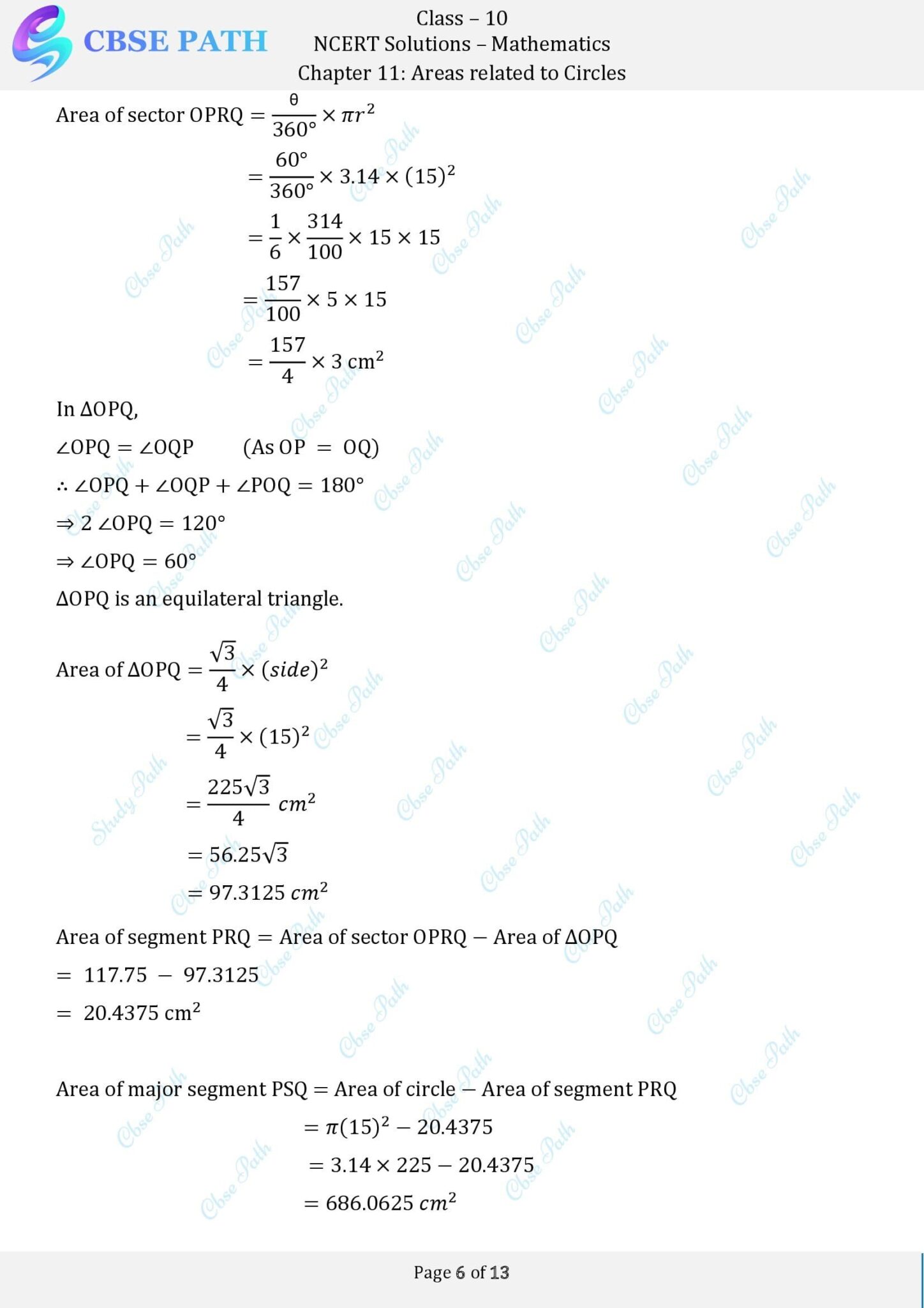 NCERT Solutions for Class 10 Maths Chapter 11 Areas related to Circles ...