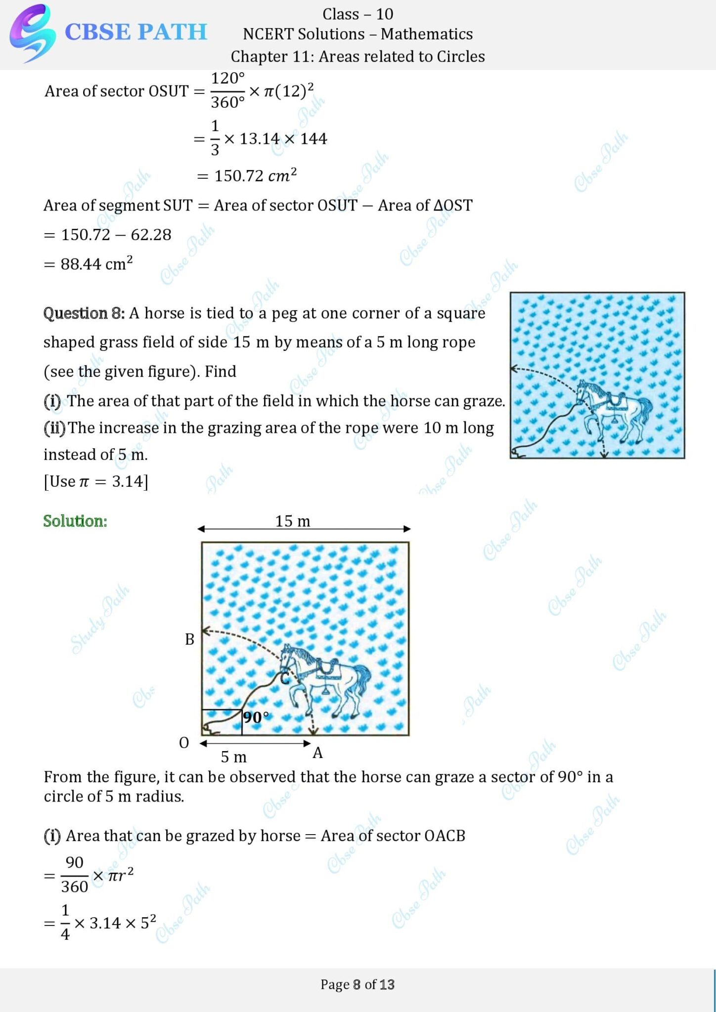 NCERT Solutions for Class 10 Maths Chapter 11 Areas related to Circles ...