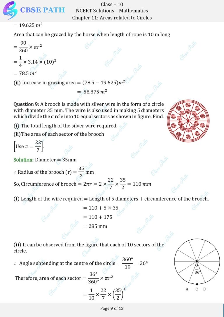 NCERT Solutions for Class 10 Maths Chapter 11 Areas related to Circles ...