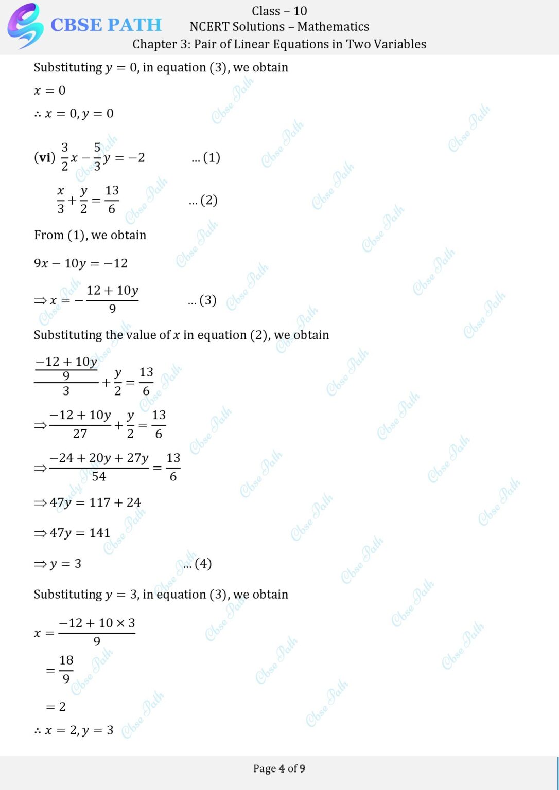 NCERT Solutions for Class 10 Maths Exercise 3.2 Pair of Linear Equations in Two Variables - CBSE ...