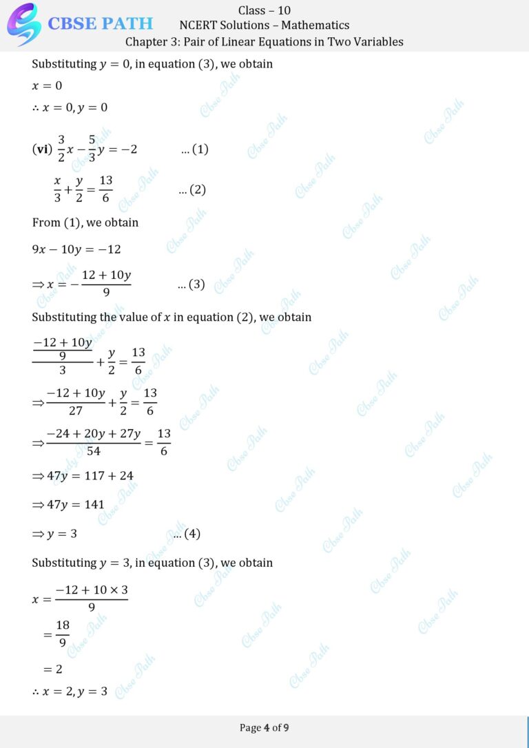 NCERT Solutions for Class 10 Maths Exercise 3.2 Pair of Linear Equations in Two Variables - CBSE ...