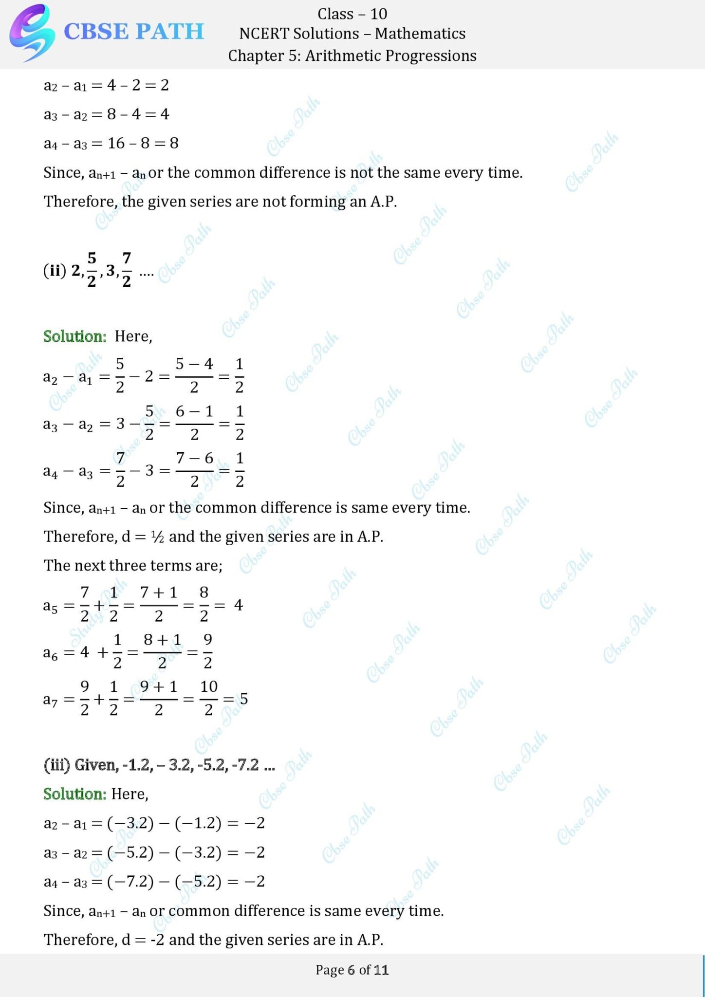NCERT Solutions for Class 10 Maths Exercise 5.1 Arithmetic Progressions ...
