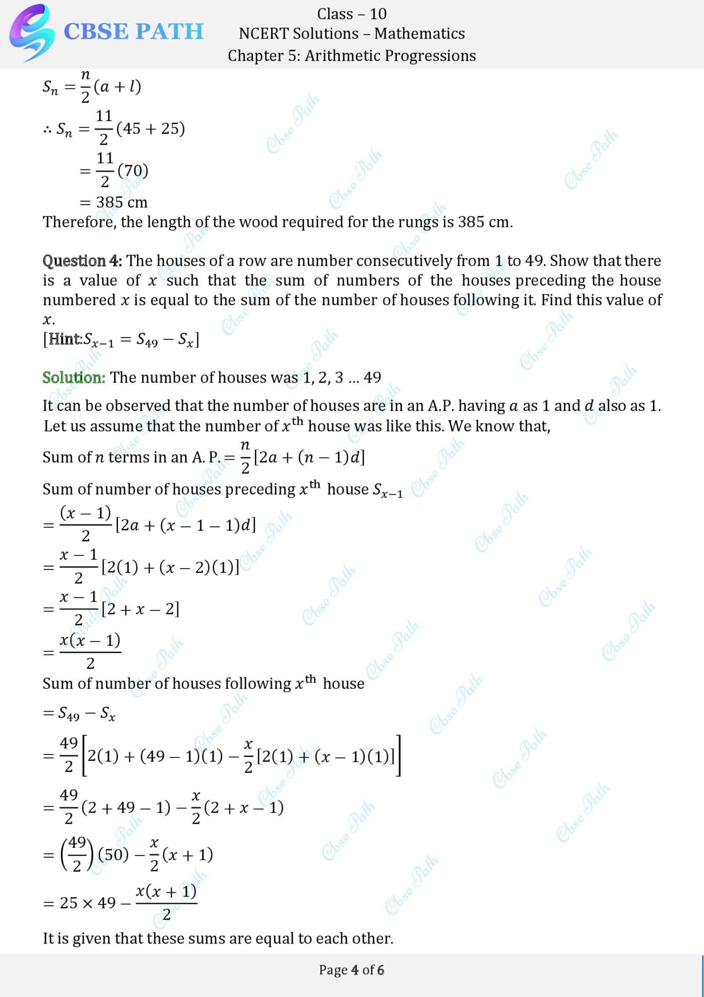 NCERT Solutions for Class 10 Maths Exercise 5.4 Arithmetic Progressions ...