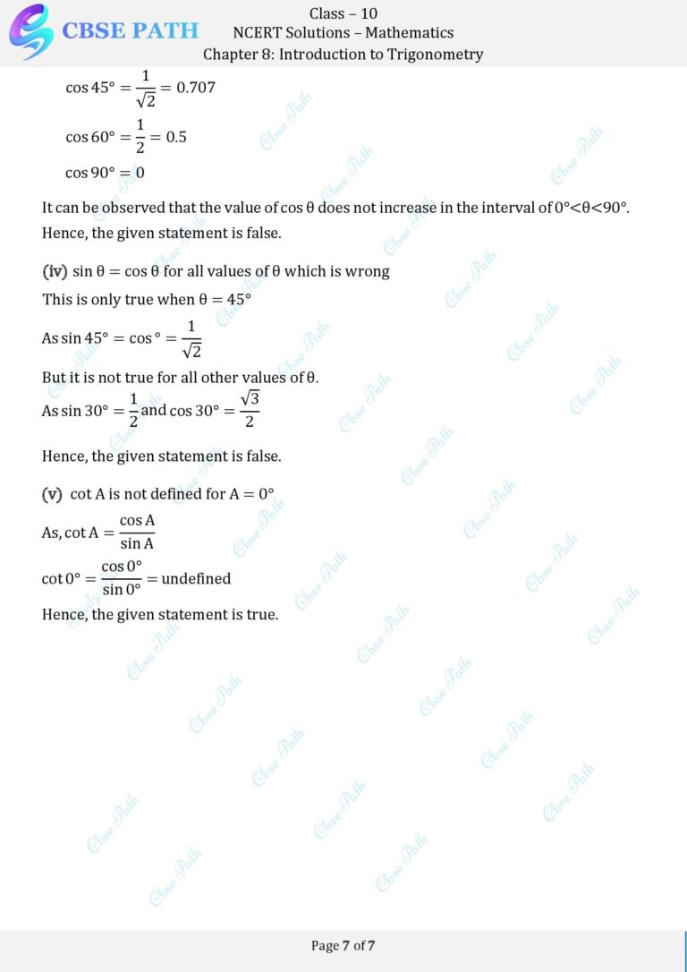 NCERT Solutions for Class 10 Maths Exercise 8.2 Introduction to Trigonometry - CBSE Path