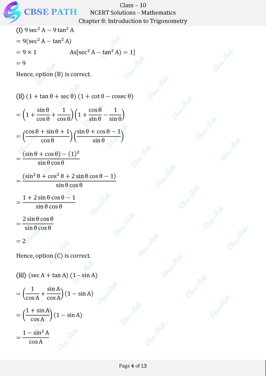 NCERT Solutions for Class 10 Maths Exercise 8.3 Introduction to ...