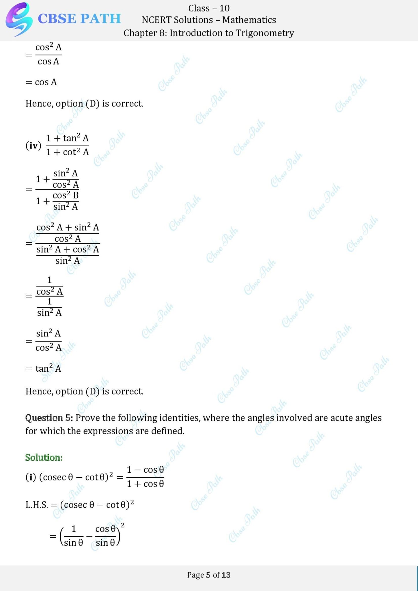NCERT Solutions for Class 10 Maths Exercise 8.3 Introduction to ...