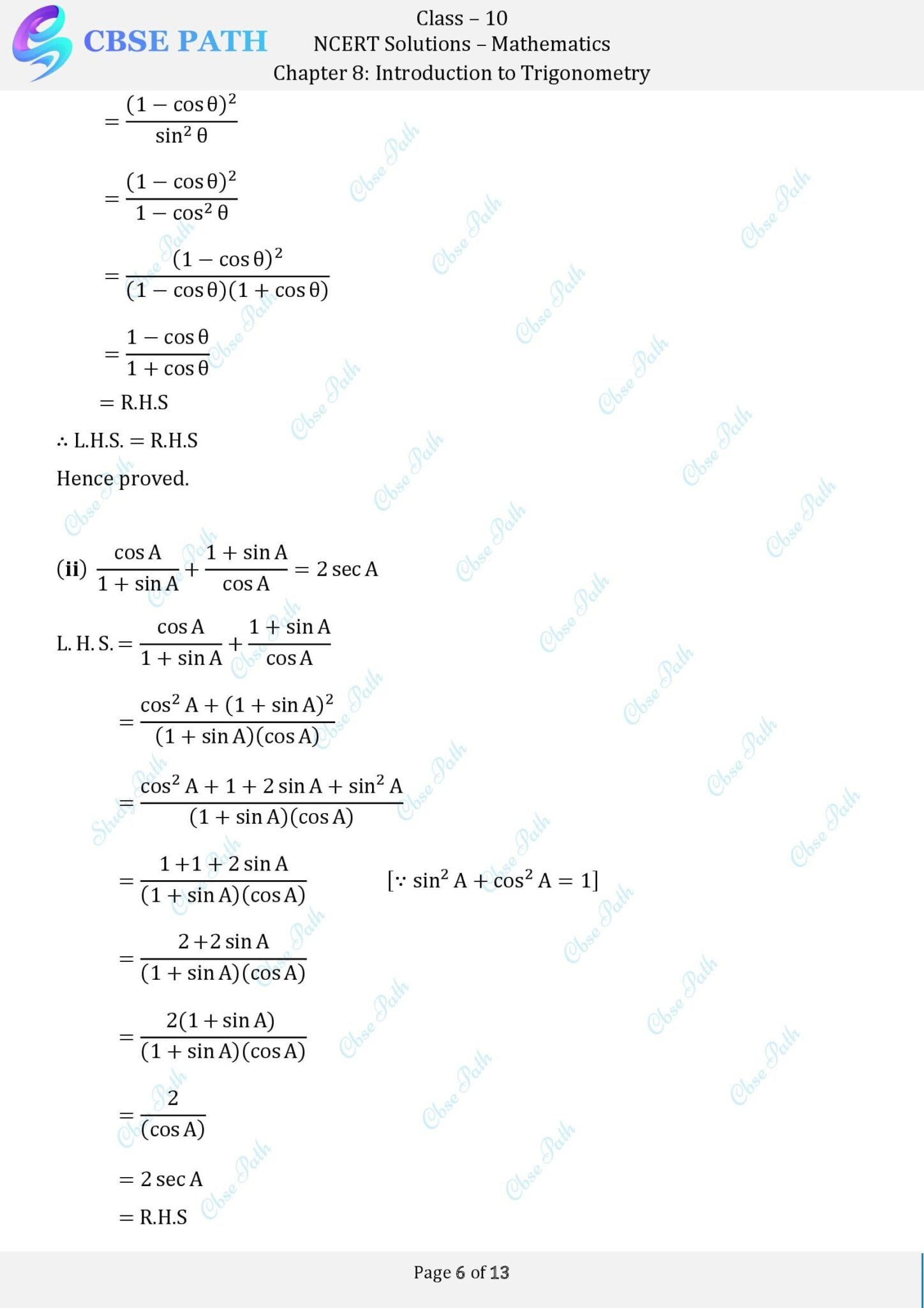 NCERT Solutions for Class 10 Maths Exercise 8.3 Introduction to ...