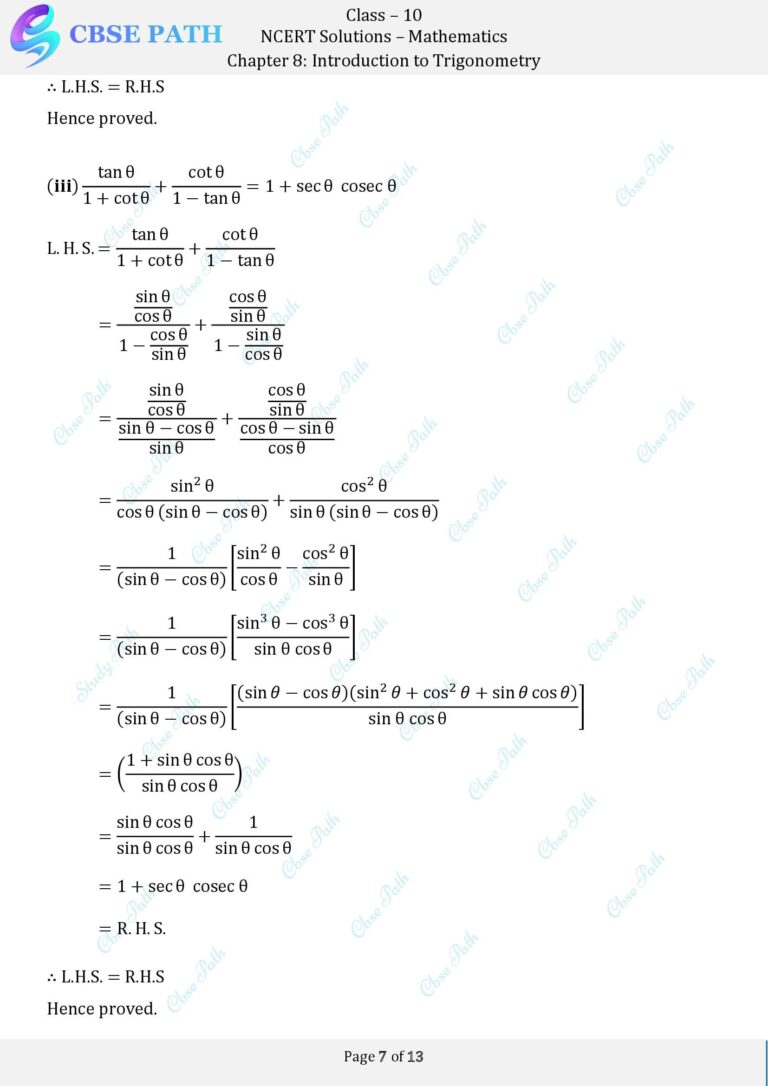 NCERT Solutions for Class 10 Maths Exercise 8.3 Introduction to Trigonometry - CBSE Path