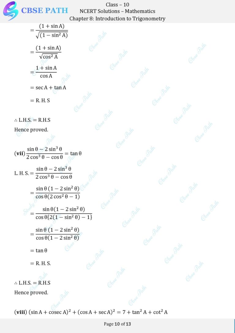 NCERT Solutions for Class 10 Maths Exercise 8.3 Introduction to ...