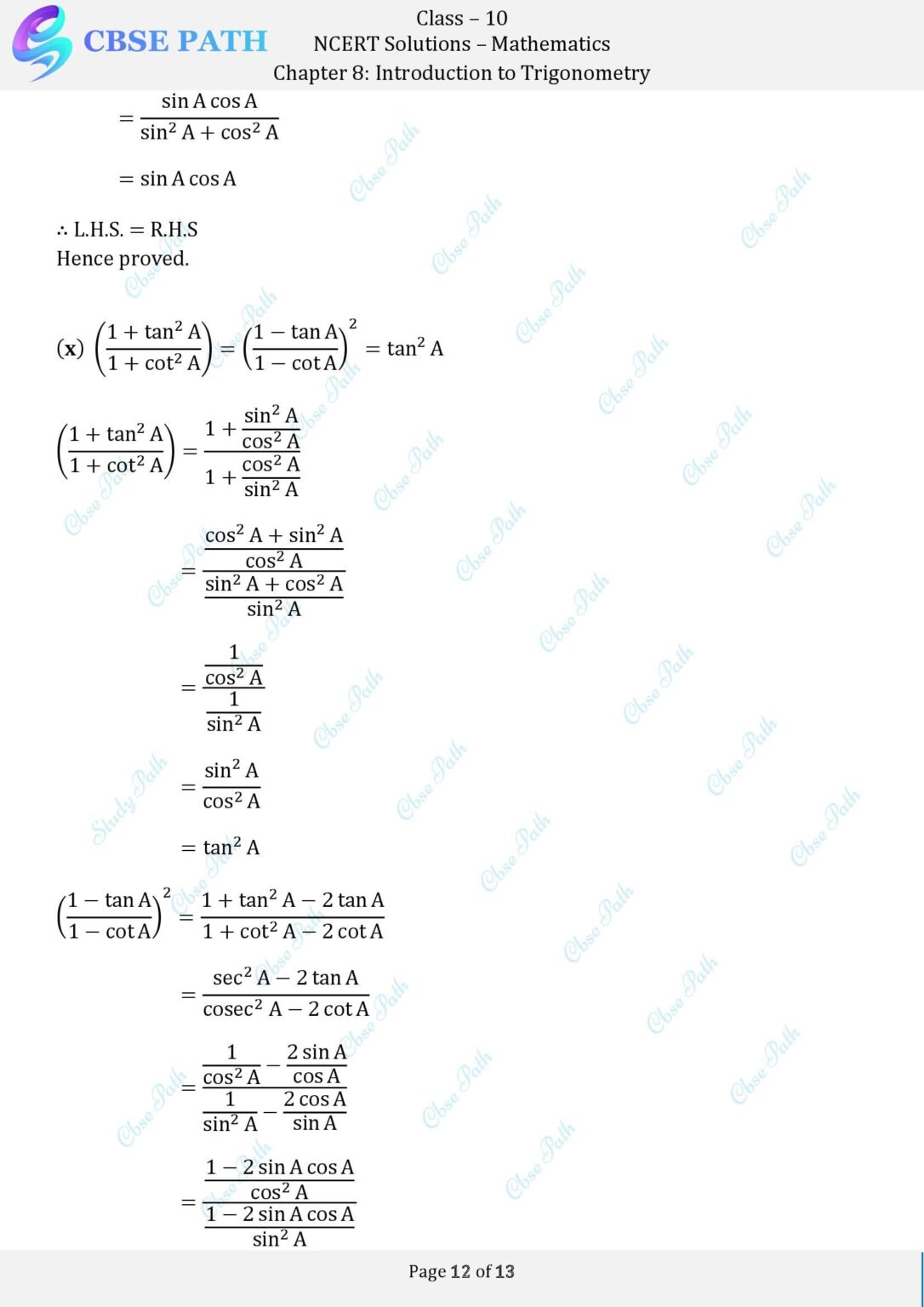 NCERT Solutions for Class 10 Maths Exercise 8.3 Introduction to ...