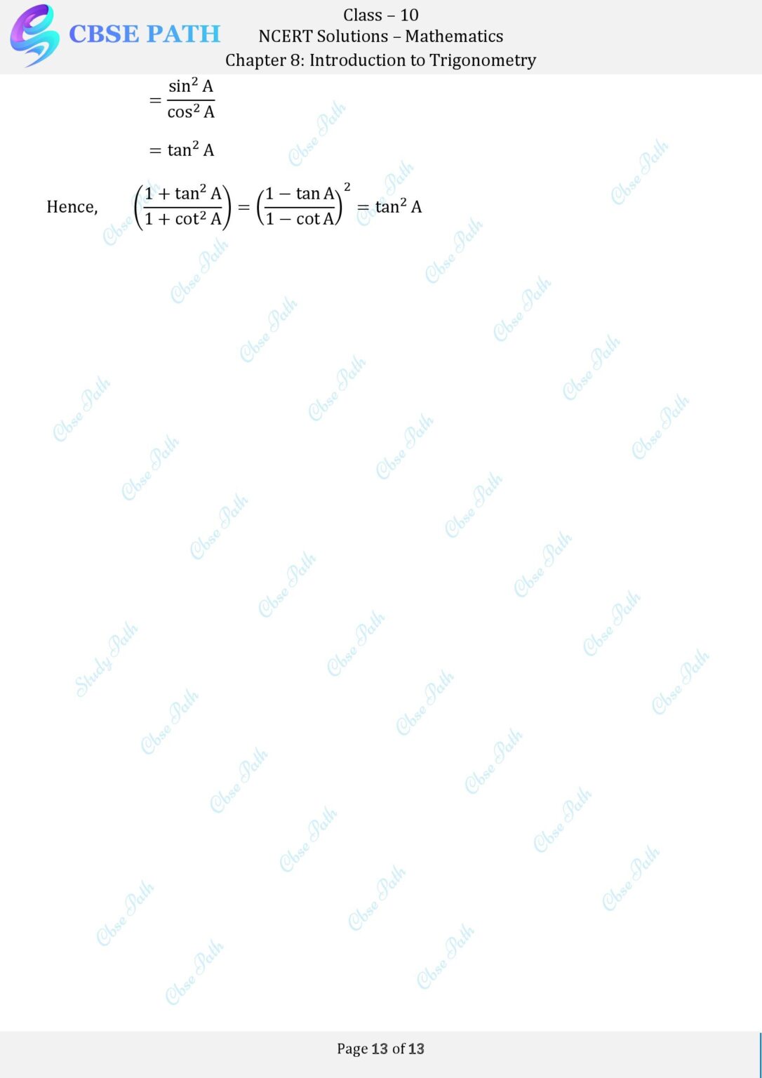 NCERT Solutions for Class 10 Maths Exercise 8.3 Introduction to ...
