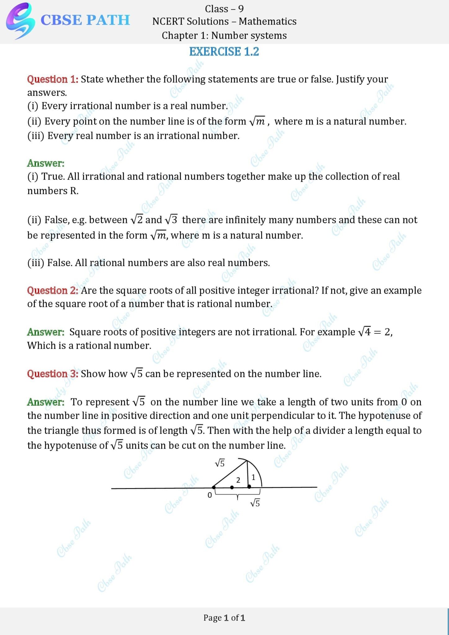NCERT Solutions for Class 9 Maths Exercise 1.2 Number Systems (2024-25) - CBSE Path