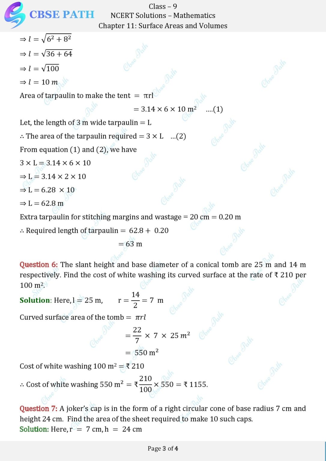 NCERT Solutions for Class 9 Maths Exercise 11.1 Surface Areas and ...