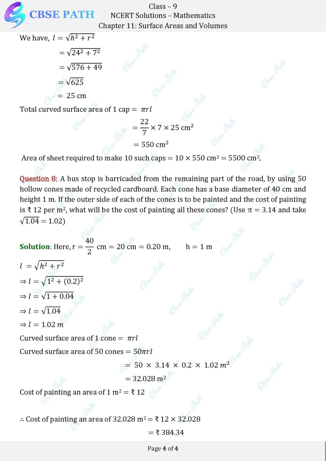 NCERT Solutions for Class 9 Maths Exercise 11.1 Surface Areas and ...