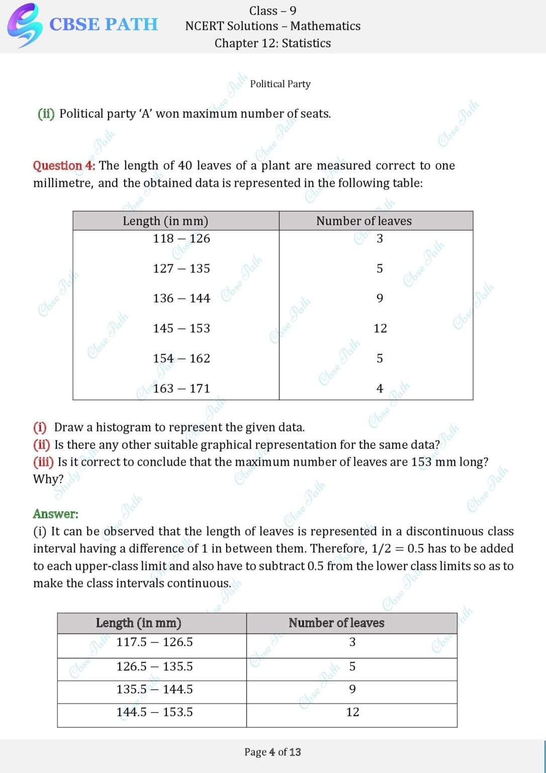 NCERT Solutions for Class 9 Maths Chapter 12 Statistics (2024-25 ...