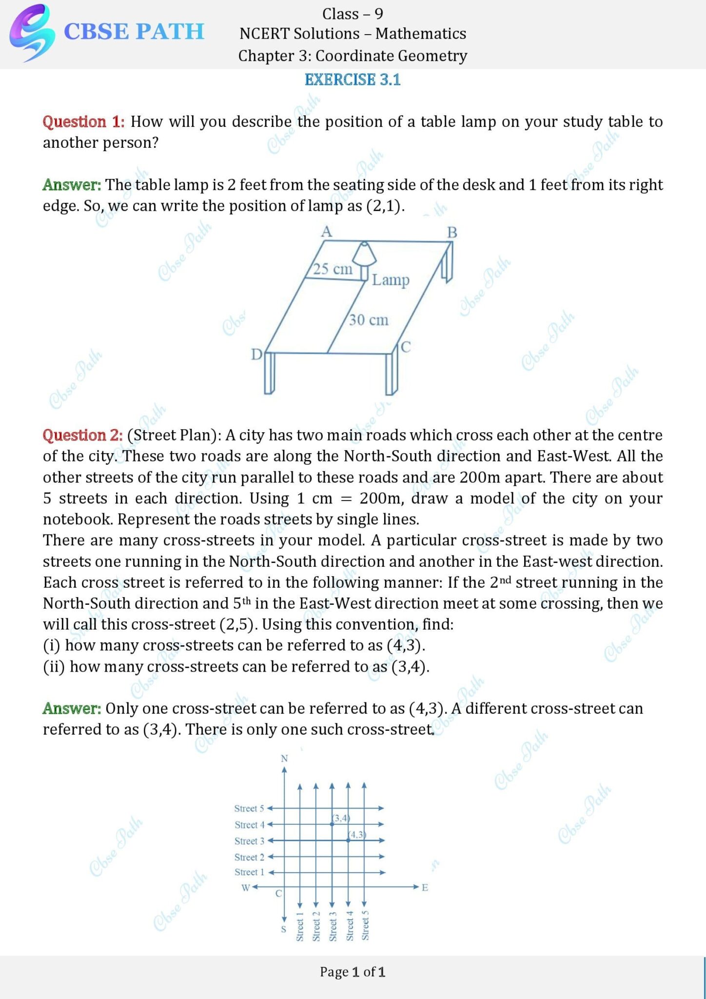 NCERT Solutions for Class 9 Maths Exercise 3.1 Coordinate Geometry ...
