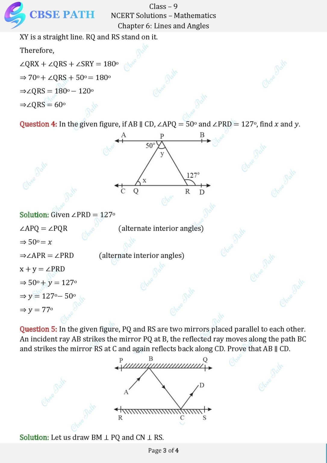 NCERT Solutions for Class 9 Maths Exercise 6.2 Lines and Angles (2024 ...