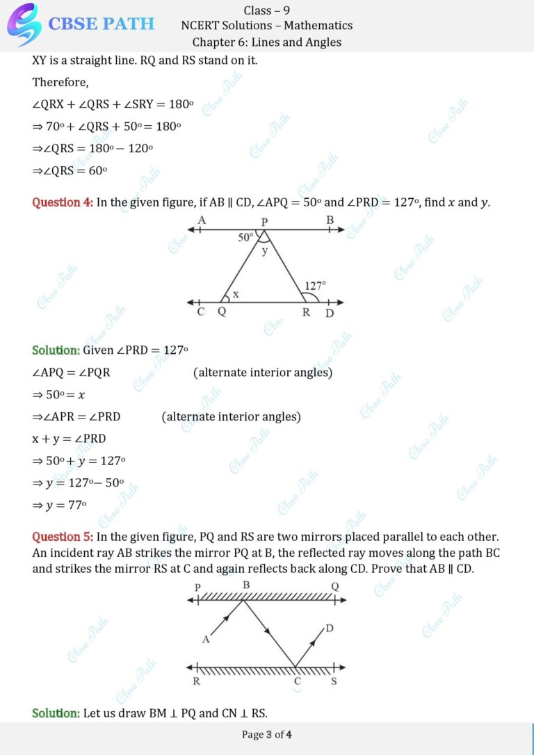 NCERT Solutions for Class 9 Maths Exercise 6.2 Lines and Angles (2024-25) - CBSE Path