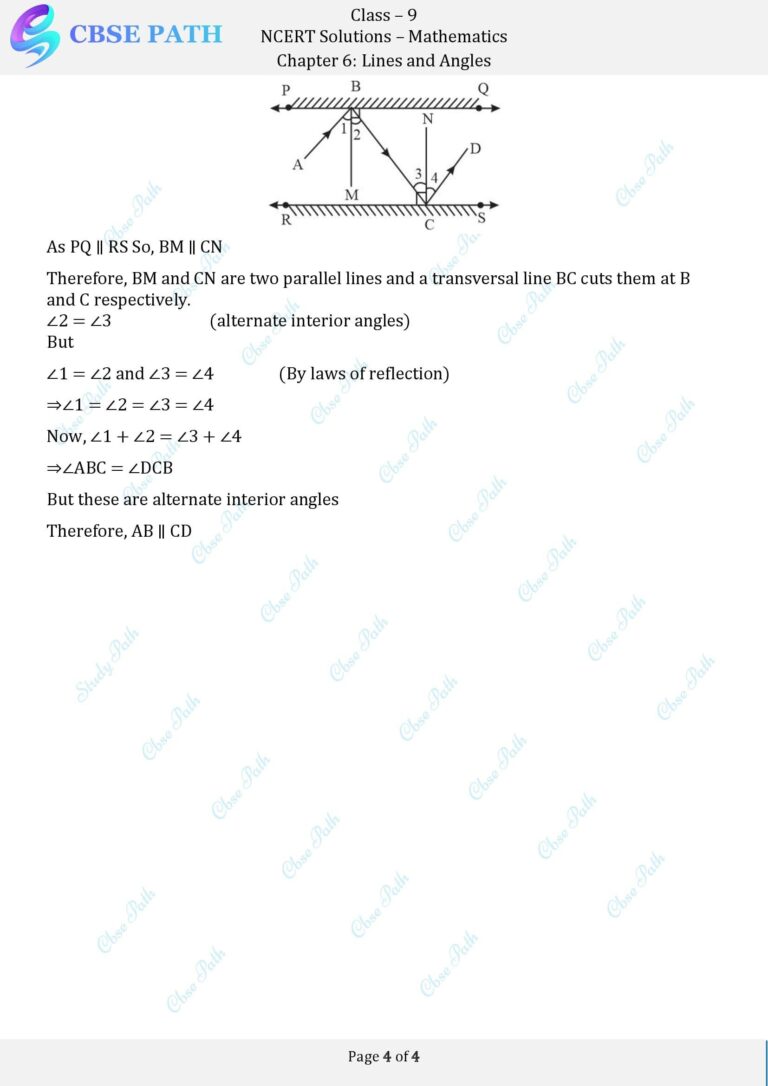 NCERT Solutions for Class 9 Maths Exercise 6.2 Lines and Angles (2024 ...