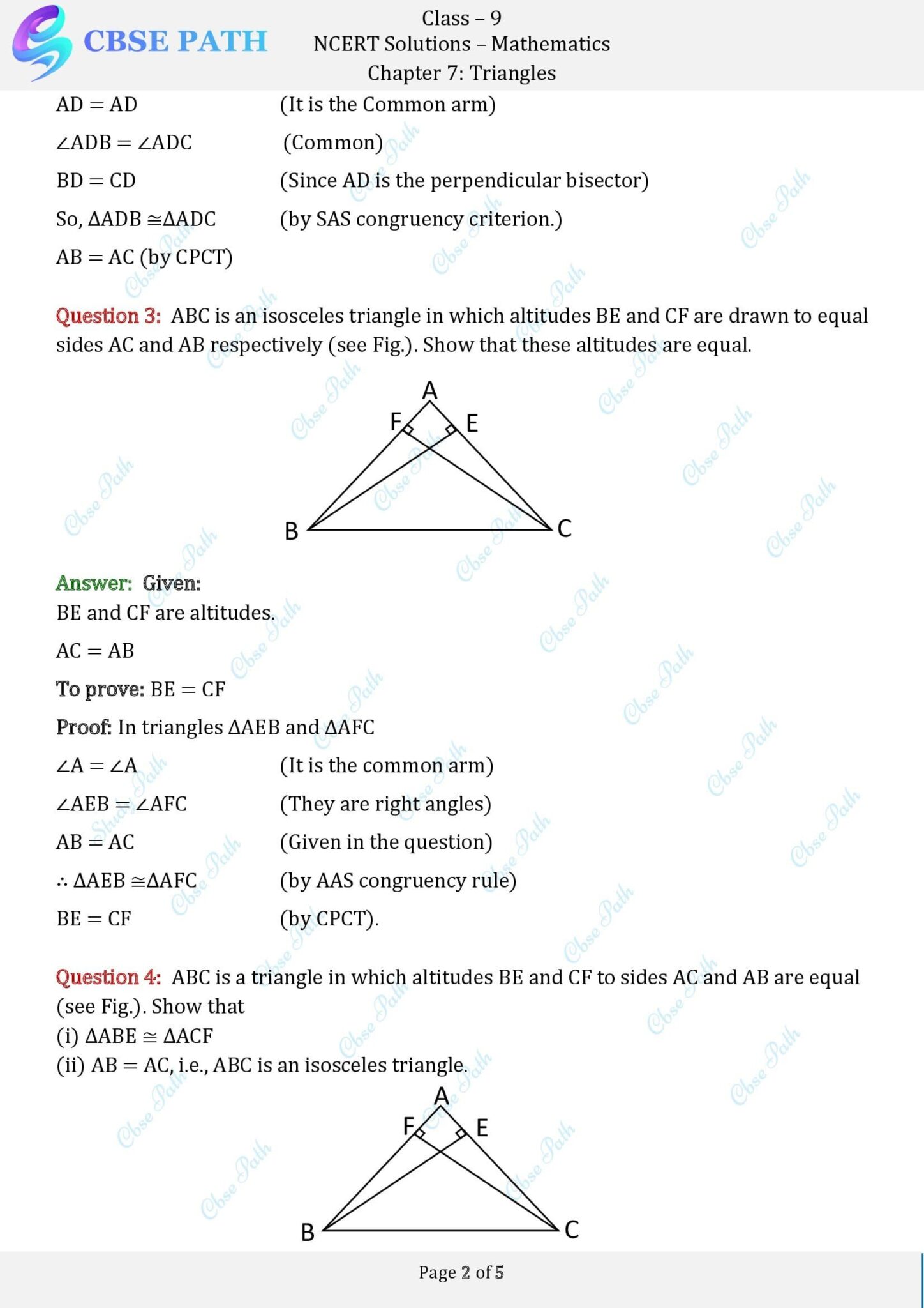 NCERT Solutions for Class 9 Maths Exercise 7.2 Triangles (2024-25 ...