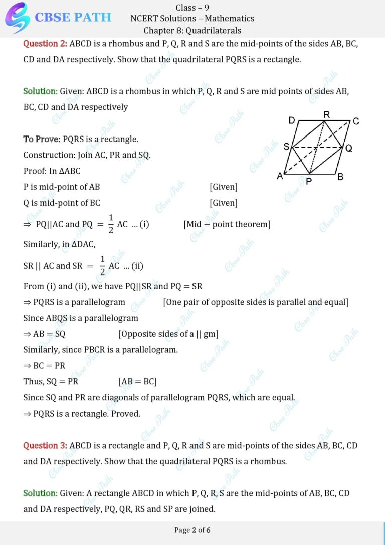 NCERT Solutions for Class 9 Maths Exercise 8.2 Quadrilaterals (2024-25) - CBSE Path