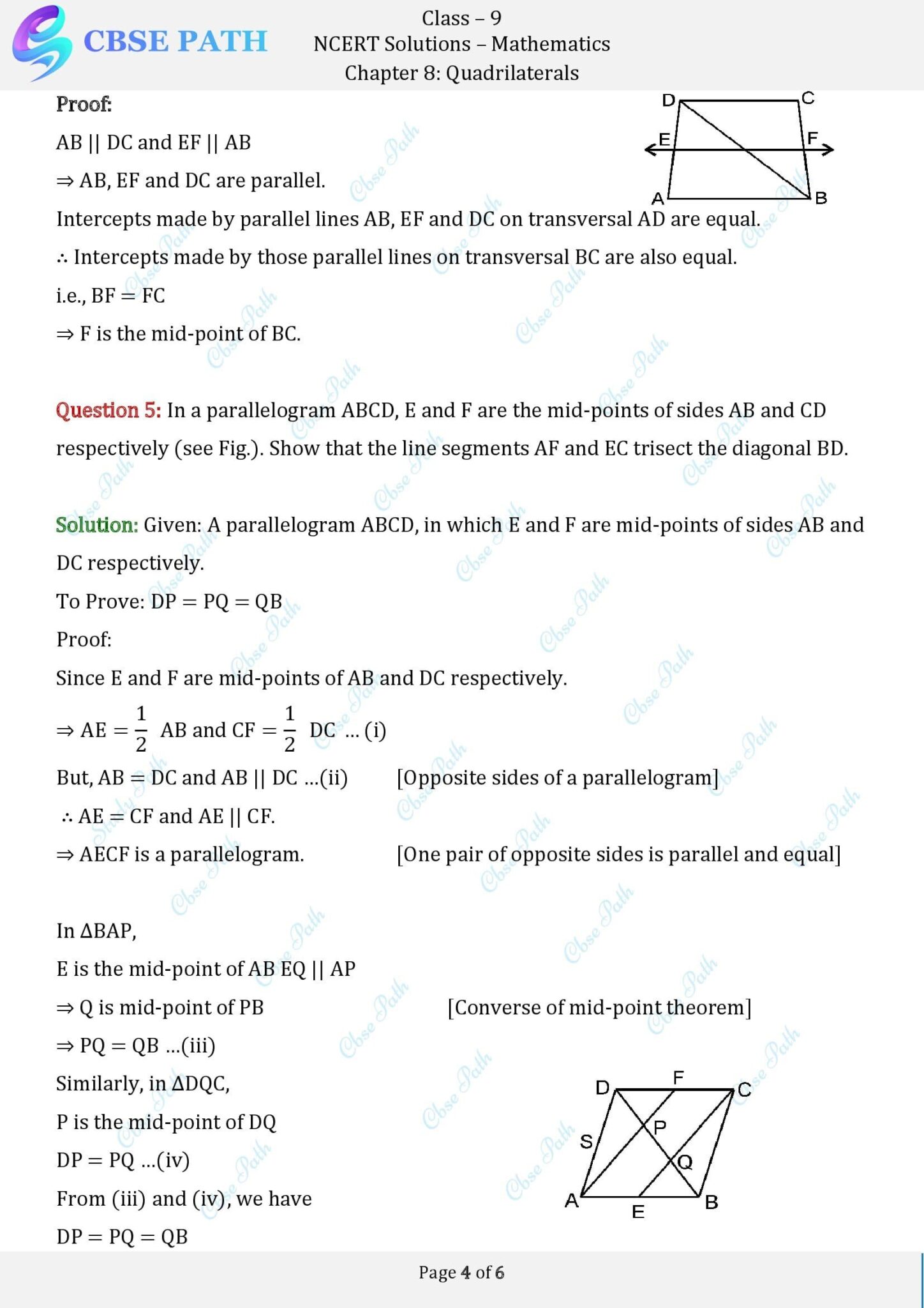 NCERT Solutions for Class 9 Maths Exercise 8.2 Quadrilaterals (2024-25 ...