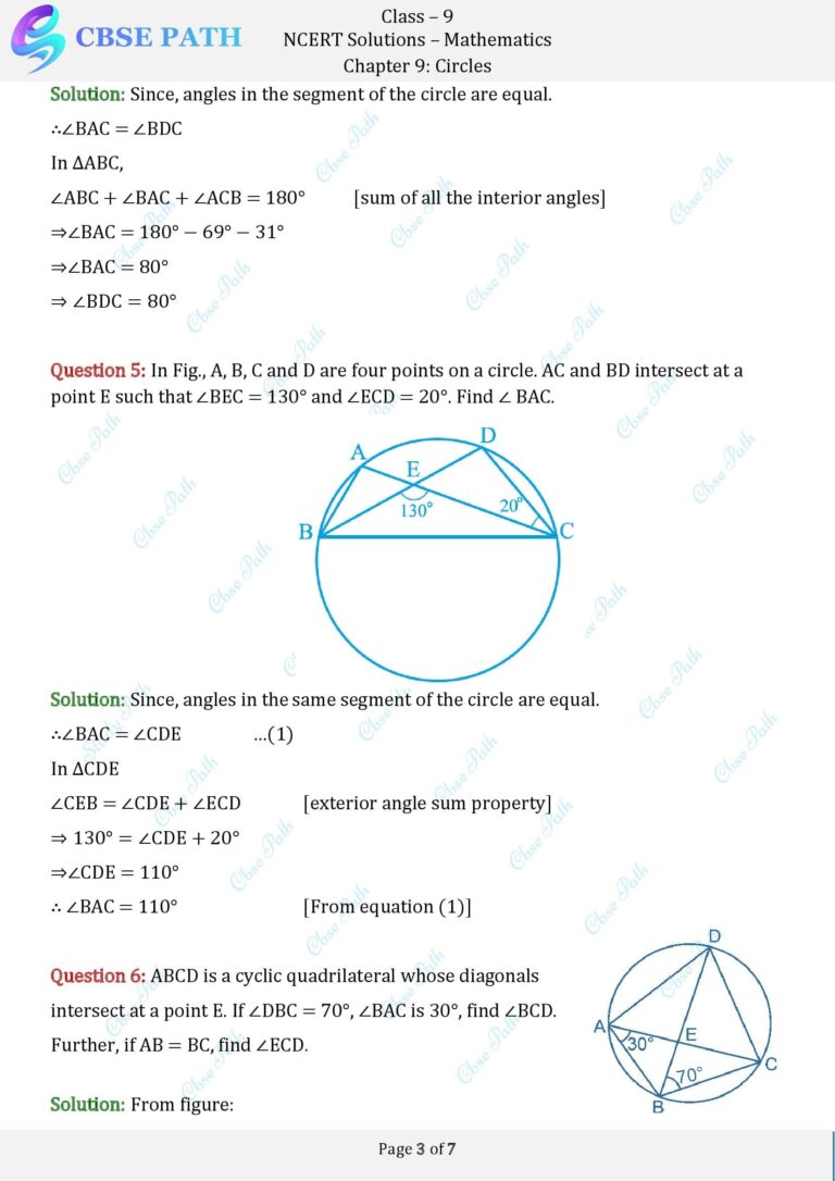 NCERT Solutions for Class 9 Maths Exercise 9.3 Circles (2024-25) - CBSE Path