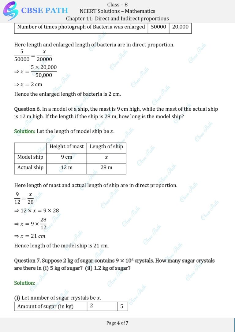 NCERT Solutions for Class 8 Maths Exercise 11.1 Direct and Inverse Proportions - CBSE Path