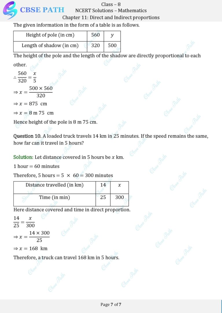 NCERT Solutions for Class 8 Maths Exercise 11.1 Direct and Inverse Proportions - CBSE Path