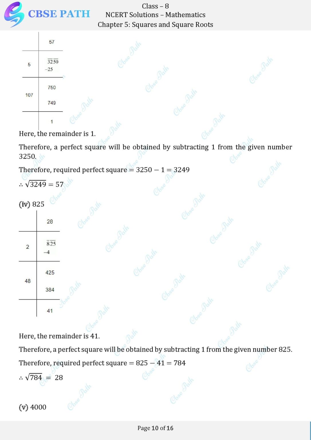 NCERT Solutions for Class 8 Maths Exercise 5.4 Squares and Square Roots ...
