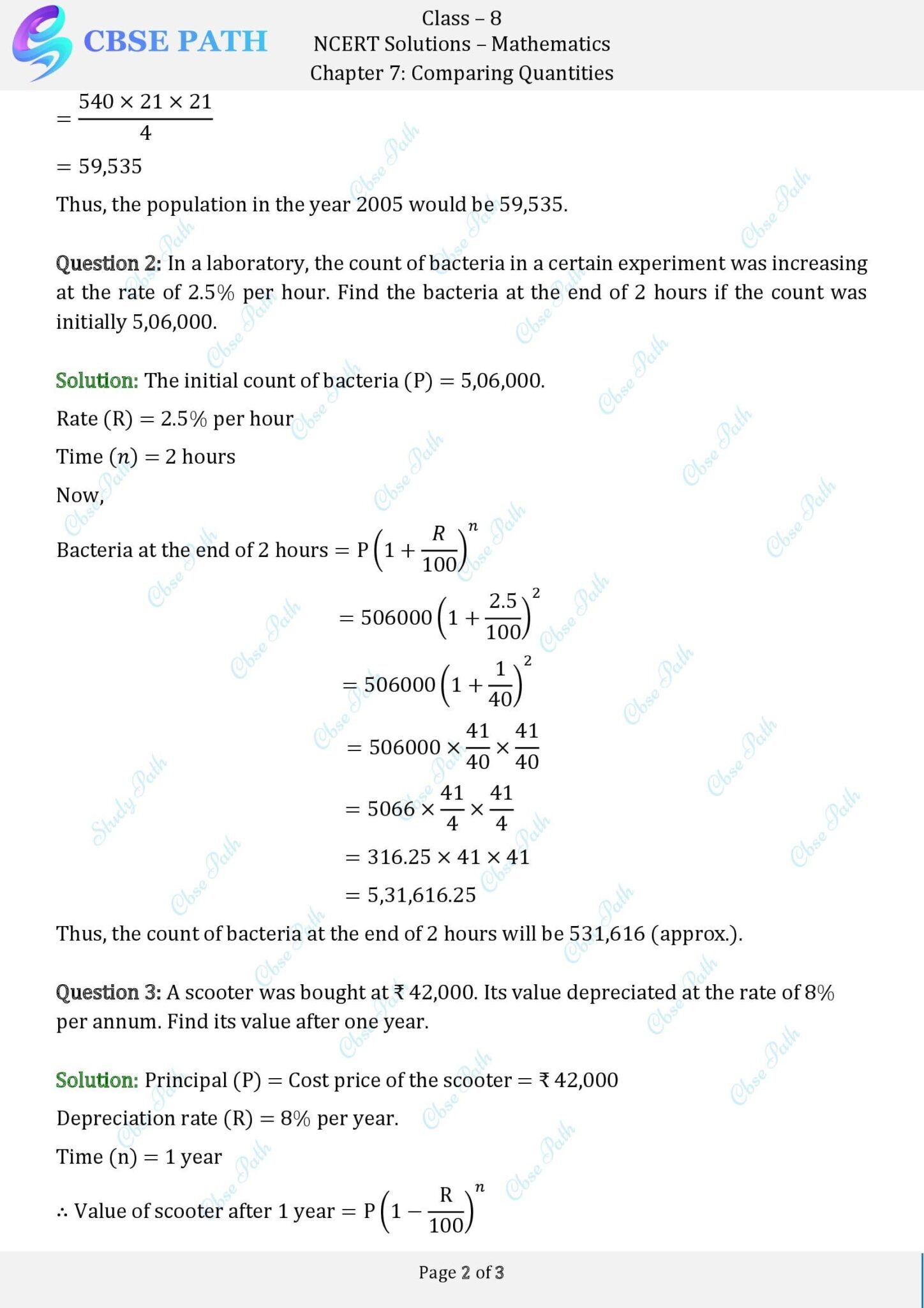 NCERT Solutions for Class 8 Maths Exercise 7.3 Comparing Quantities ...