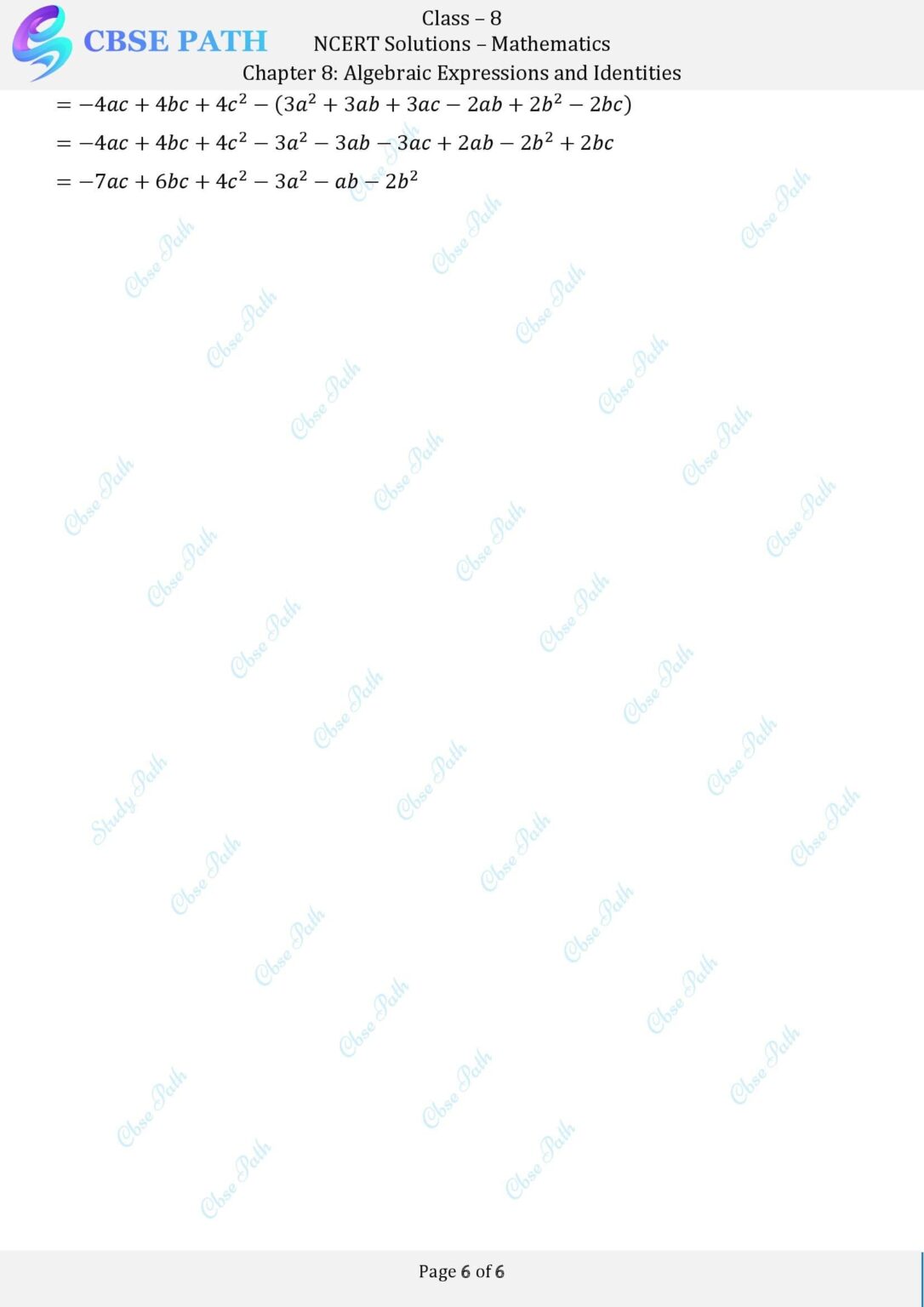 NCERT Solutions for Class 8 Maths Exercise 8.3 Algebraic Expressions ...