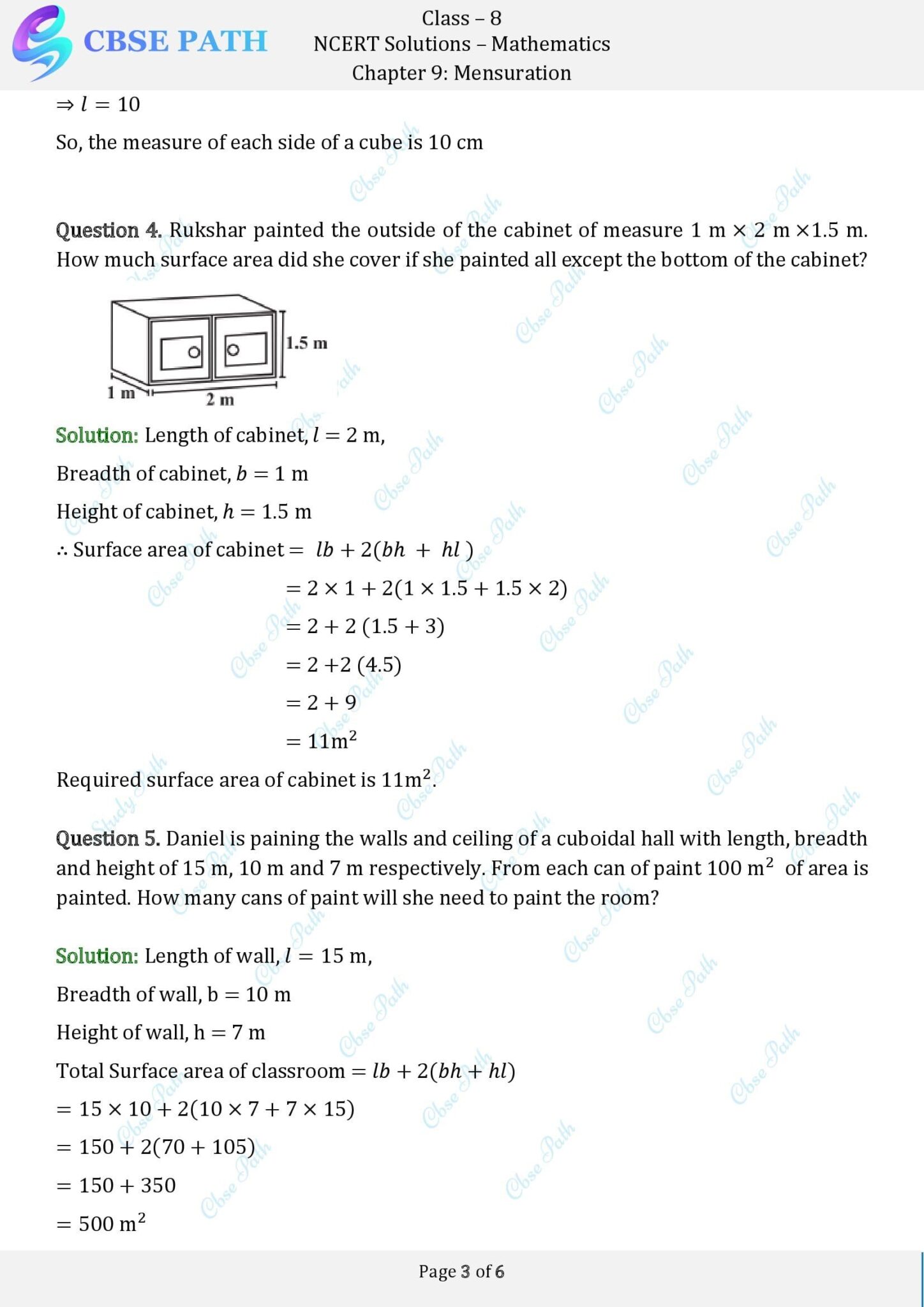 NCERT Solutions for Class 8 Maths Exercise 9.2 Mensuration (2024-25 ...