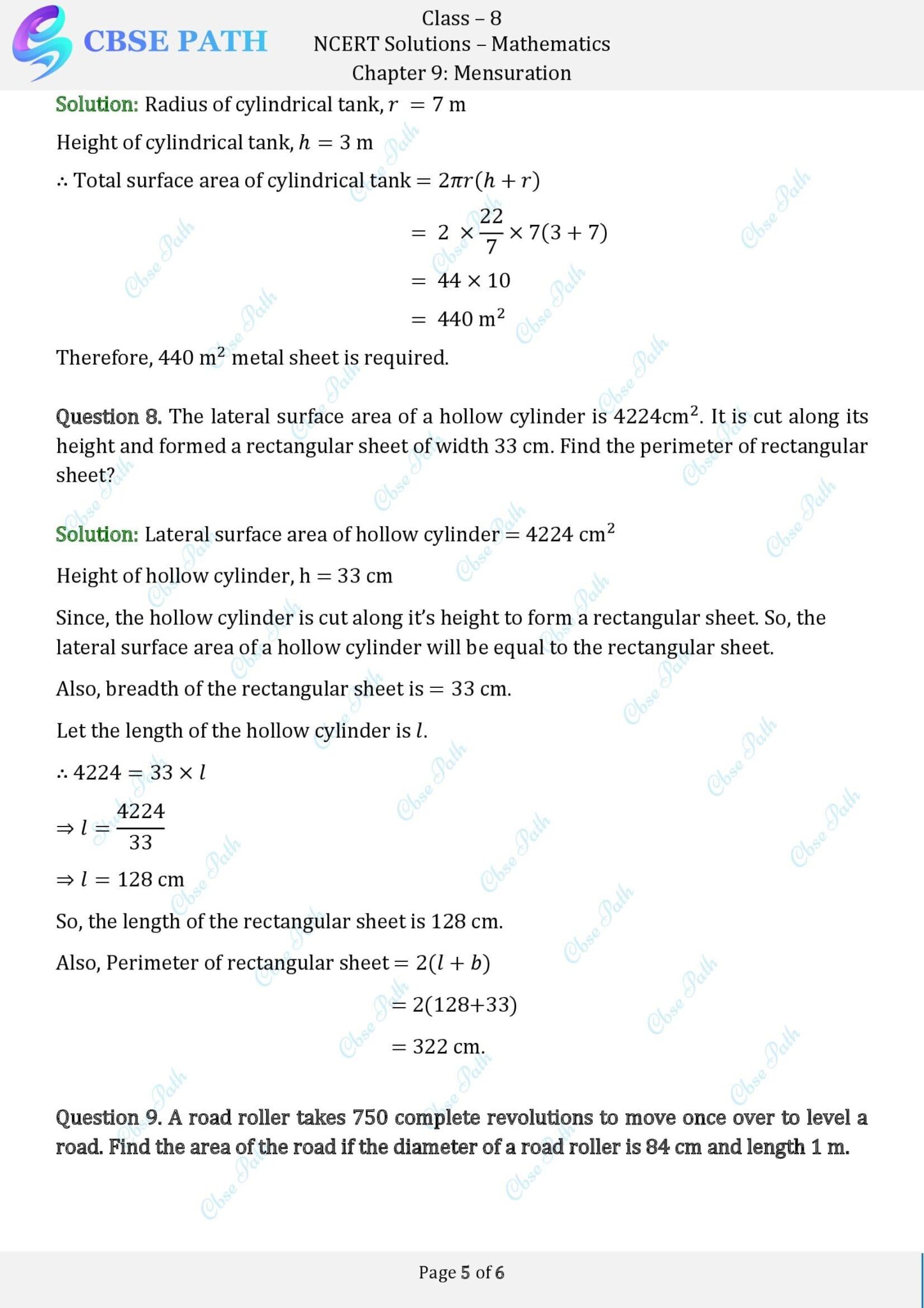 NCERT Solutions for Class 8 Maths Exercise 9.2 Mensuration (2024-25 ...