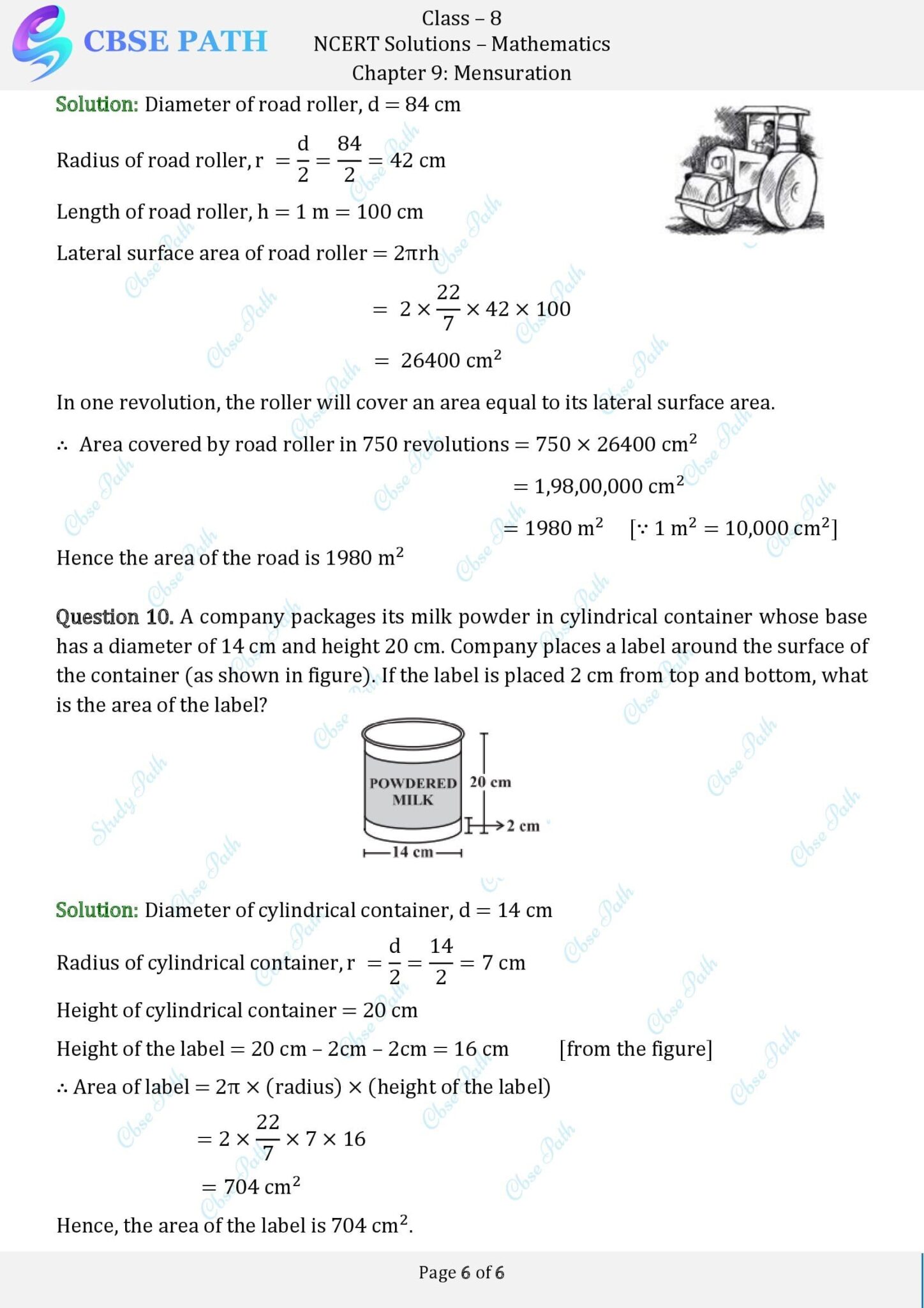 NCERT Solutions for Class 8 Maths Exercise 9.2 Mensuration (2024-25 ...