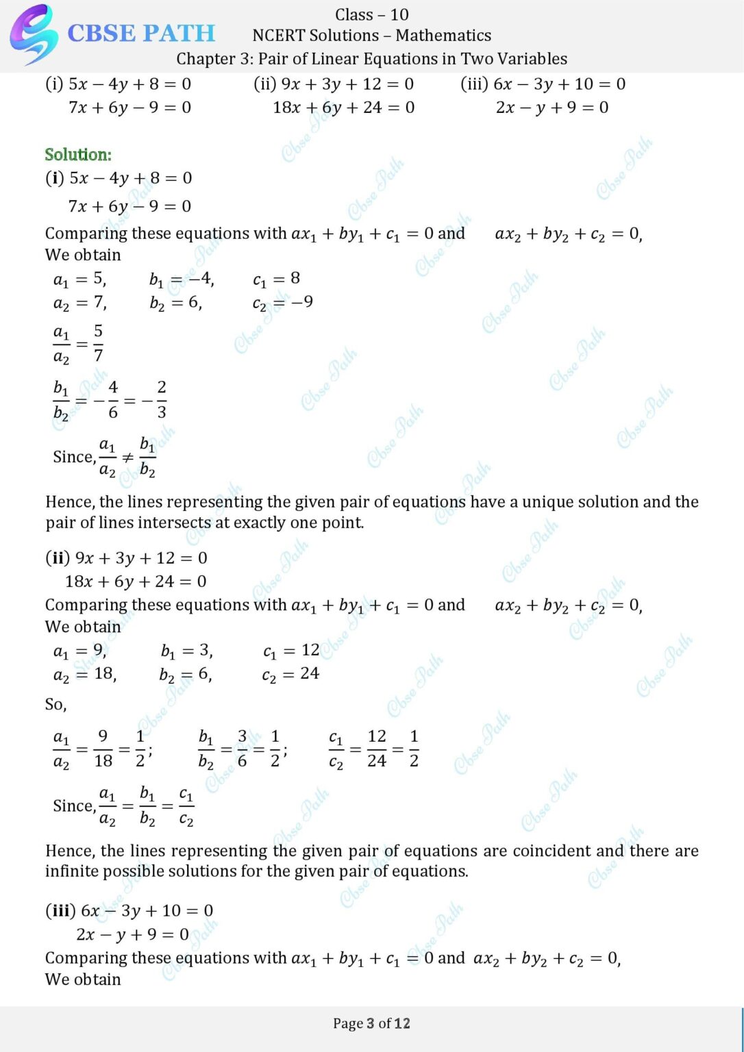 NCERT Solutions for Class 10 Maths Exercise 3.1 Pair of Linear Equations in Two Variables - CBSE ...