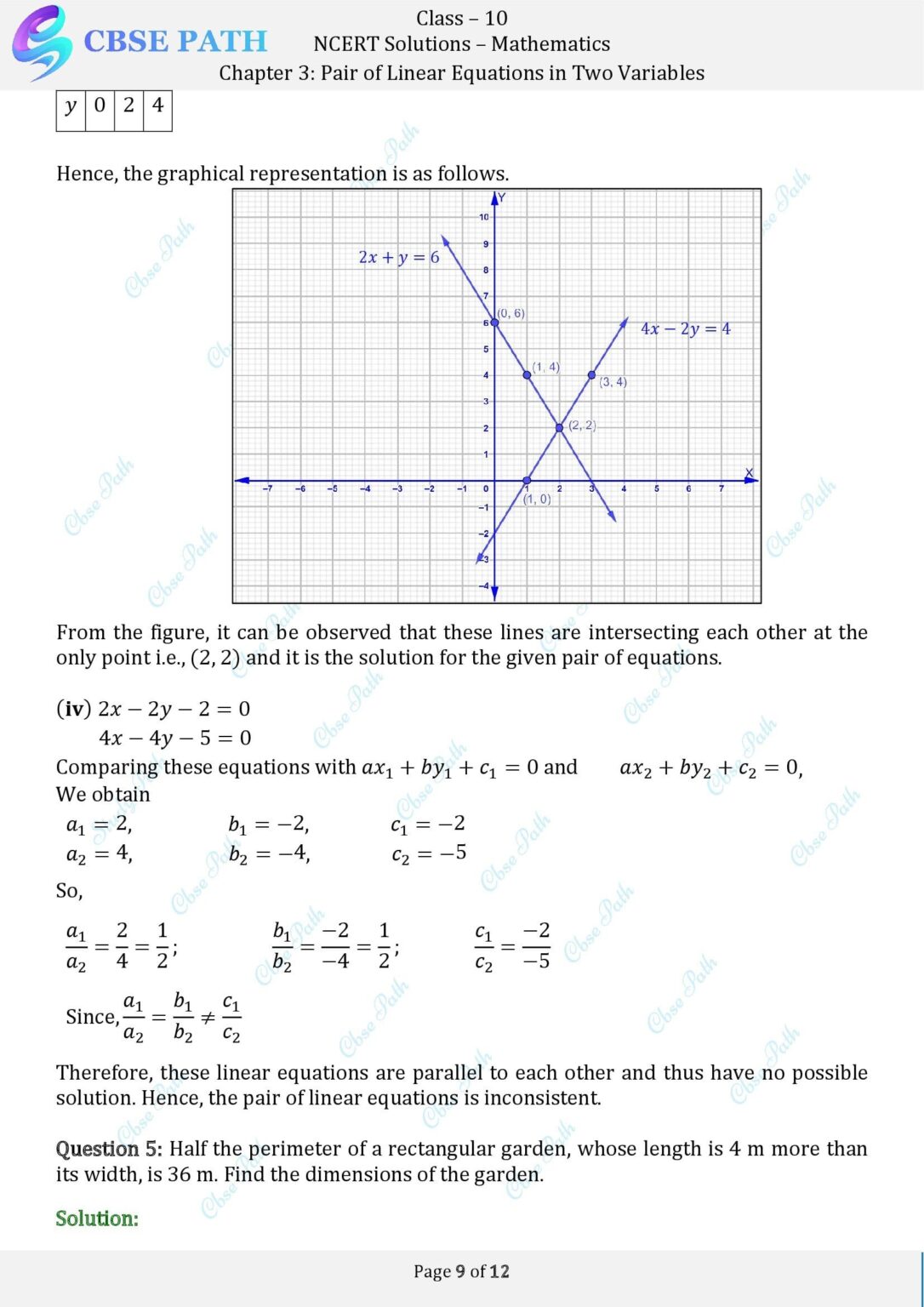 NCERT Solutions for Class 10 Maths Exercise 3.1 Pair of Linear ...