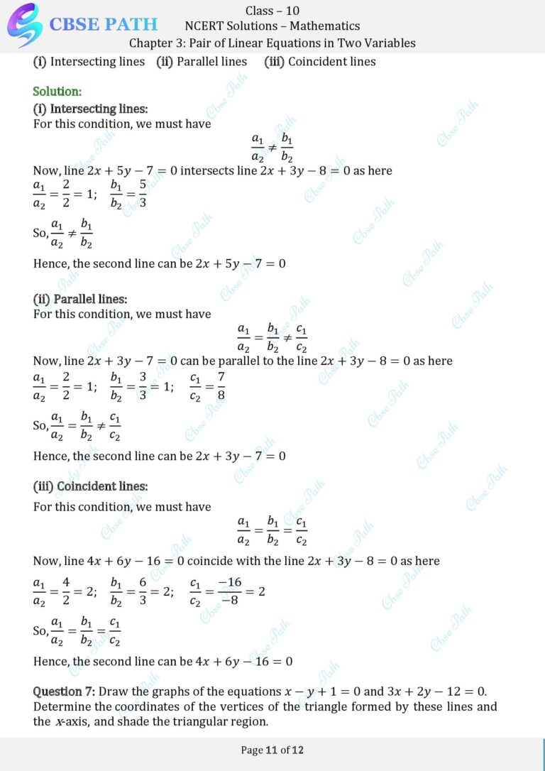 NCERT Solutions for Class 10 Maths Exercise 3.1 Pair of Linear Equations in Two Variables - CBSE ...