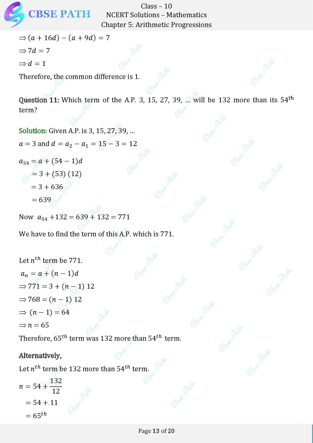 NCERT Solutions for Class 10 Maths Exercise 5.2 Arithmetic Progressions ...
