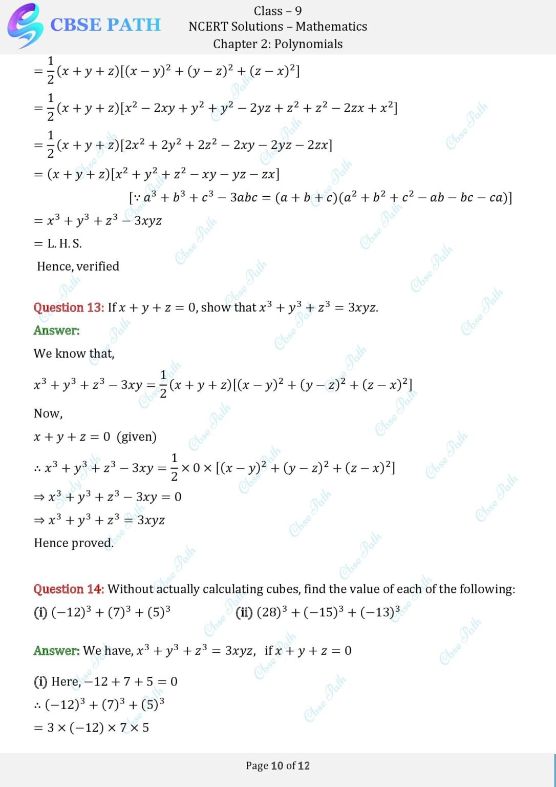 NCERT Solutions for Class 9 Maths Exercise 2.4 Polynomials (2024-25 ...