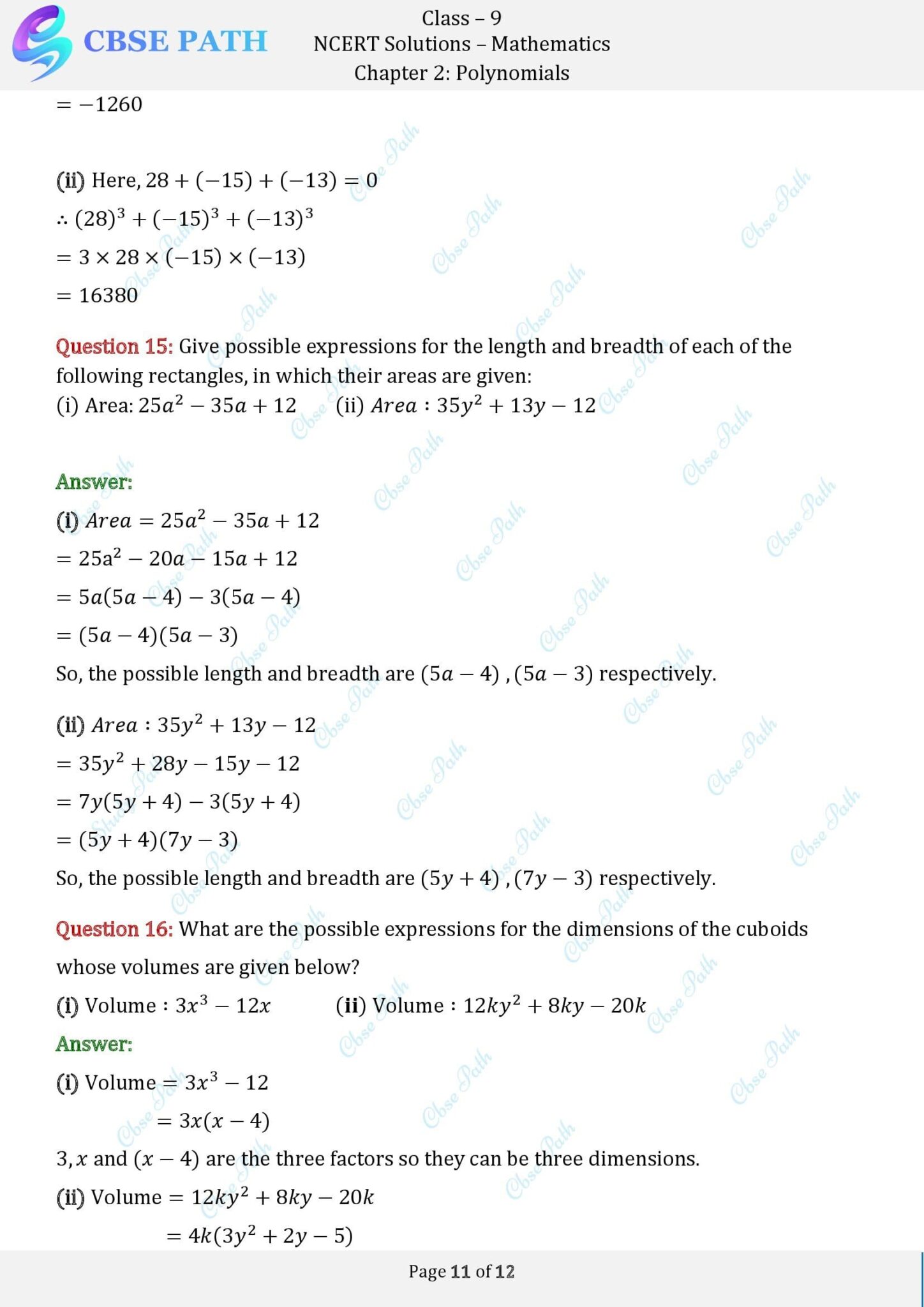 NCERT Solutions for Class 9 Maths Exercise 2.4 Polynomials (2024-25 ...