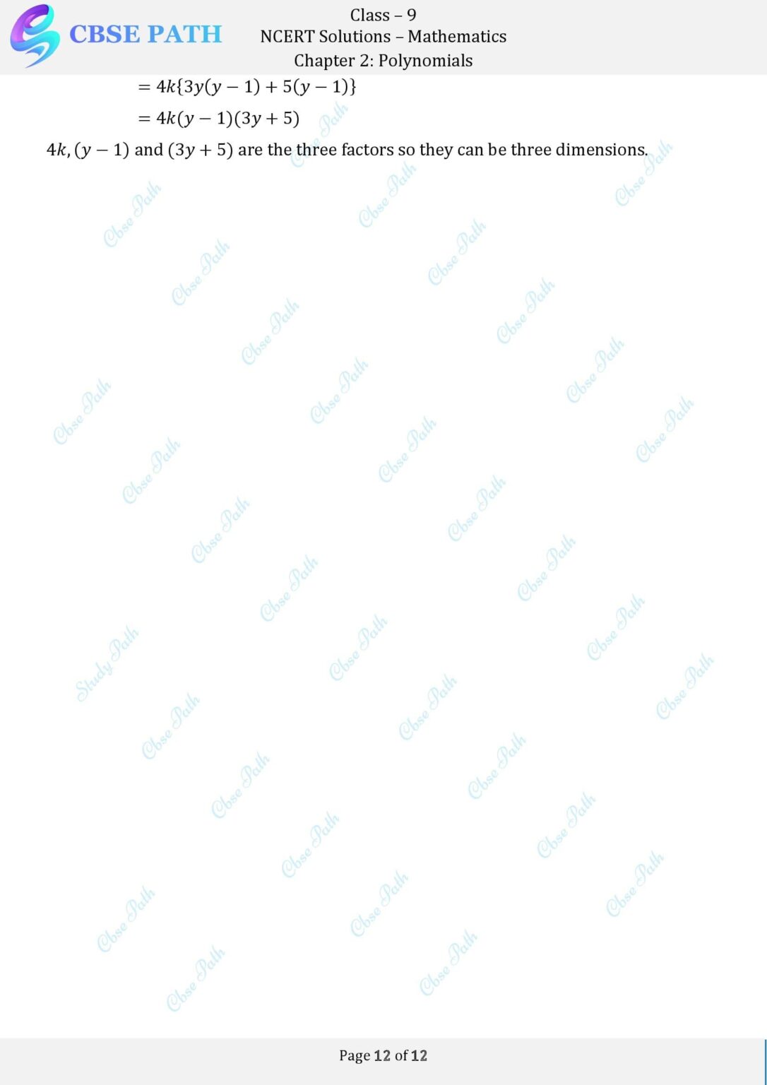 NCERT Solutions for Class 9 Maths Exercise 2.4 Polynomials (2024-25 ...